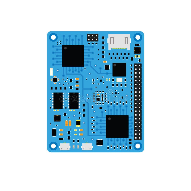 Placa Marrom Eletrônica De DIY Com Um Microcontrolador Ilustração do ...