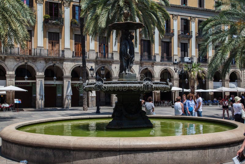 Placa Reial Barcelona Spain Editorial Stock Photo - Image of trees ...