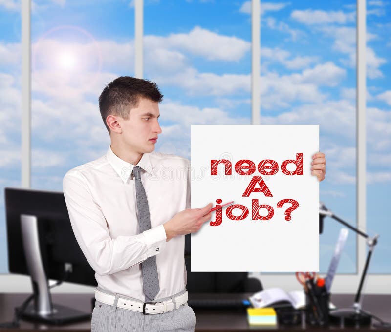 Placard with need a job stock image. Image of indoor - 53575671