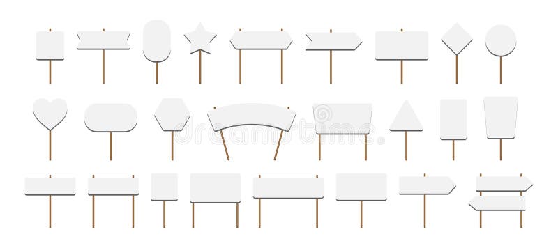 Placard Pole Big Set Vector Illustration, Demonstration Banner, Picket ...