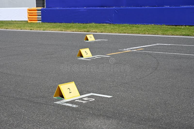 Placards Indicating the Place on the Starting Line on the Race Track ...