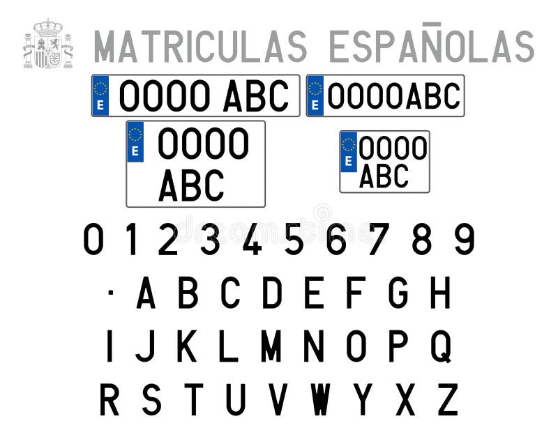 Fuente Para Matrículas. Conjunto De Letras Para Número De ...