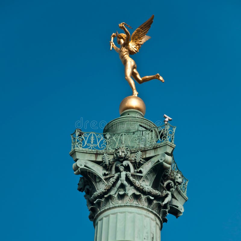 Bastille Monument, Paris France Stock Photo - Image of wings, monument ...