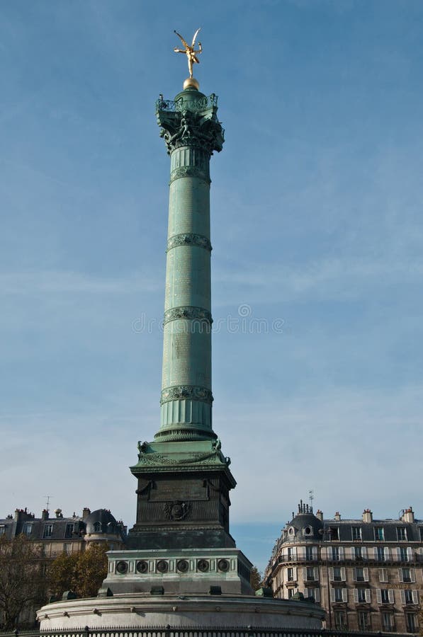 Bastille Monument, Paris France Stock Photo - Image of pillar, france ...