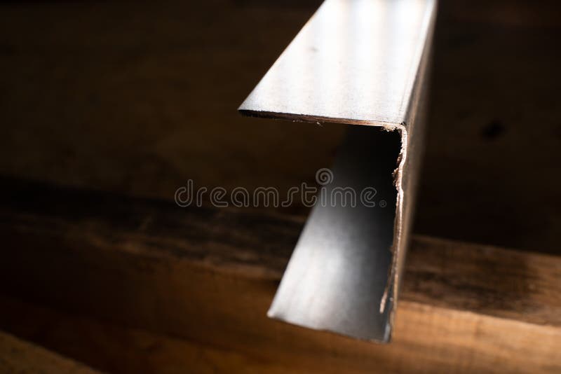 The Place of the Cut of the Metal U Profile Close-up. Sharp Edge after ...
