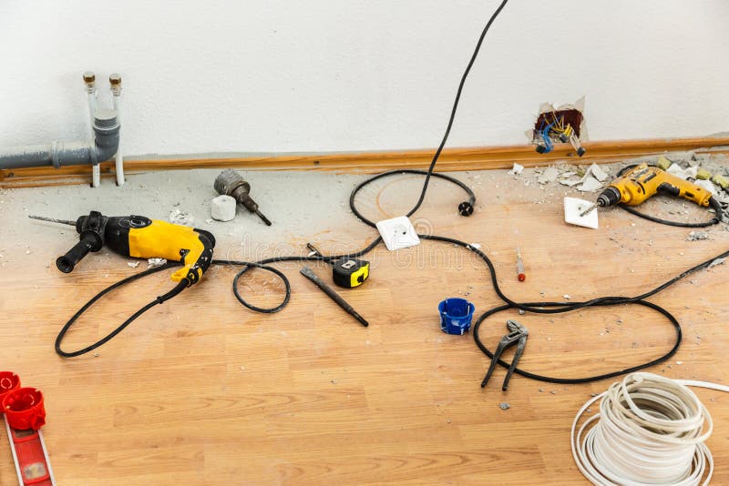 Place of Electric Socket Repair Process Stock Image - Image of device ...