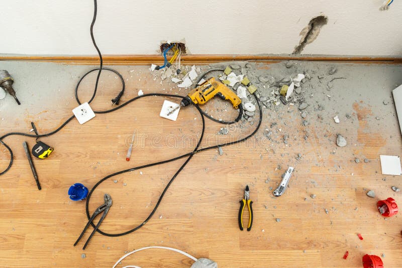 Place of Electric Socket Repair Process Stock Photo - Image of device ...