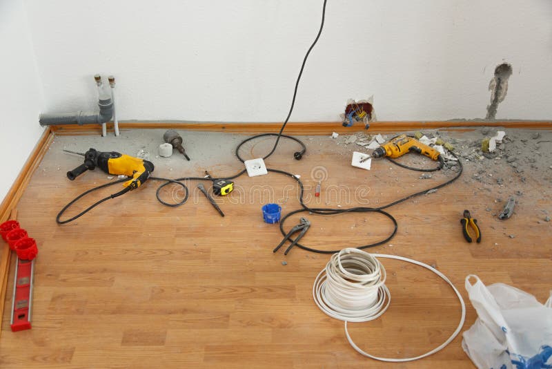 Place of Electric Socket Repair Process Stock Image - Image of ...