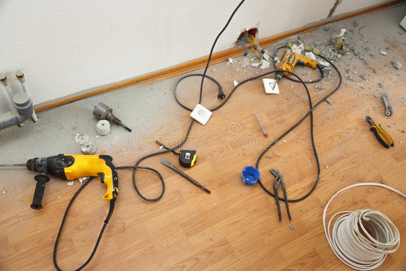 Place of Electric Socket Repair Process Stock Photo - Image of ...