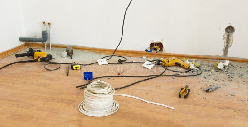 Place of Electric Socket Repair Process Stock Image - Image of ...