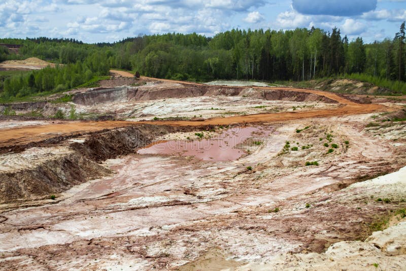 Clay Quarry. the Place of Extraction of Red Clay for the Production of ...