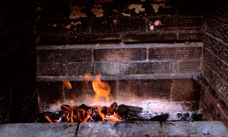 A Place for Frying Meat from a Brick with Fire Stock Photo - Image of ...