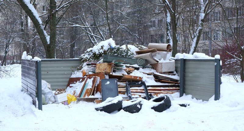 Place for Garbage in the Yard of a House Stock Photo - Image of winter ...