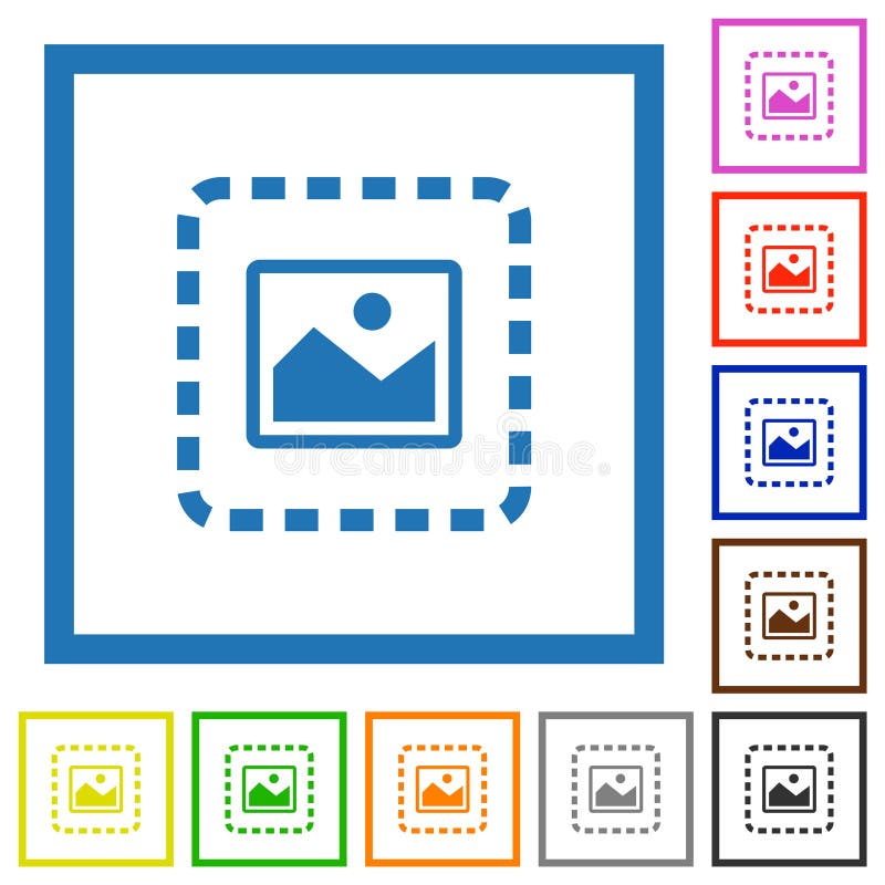 Place Image Flat White Icons in Square Backgrounds Stock Vector ...