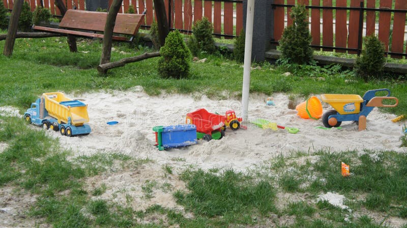 Stuff for kids with sand stock photo. Image of ocean - 100750898