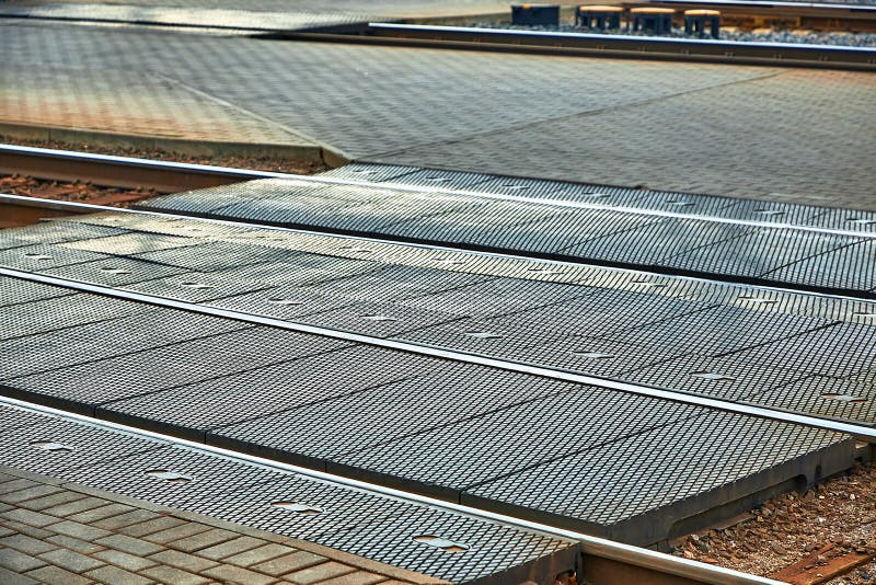 A Place for People To Pass through Railway Tracks Stock Photo - Image ...