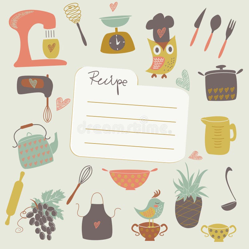 Recipe and Kitchen Vector Design, Icon Set Stock Vector - Illustration ...