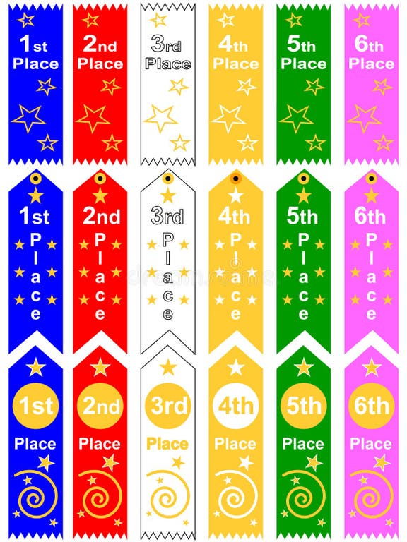 First Second Third Fourth Fifth Place Ribbons Stock Illustrations – 2 ...