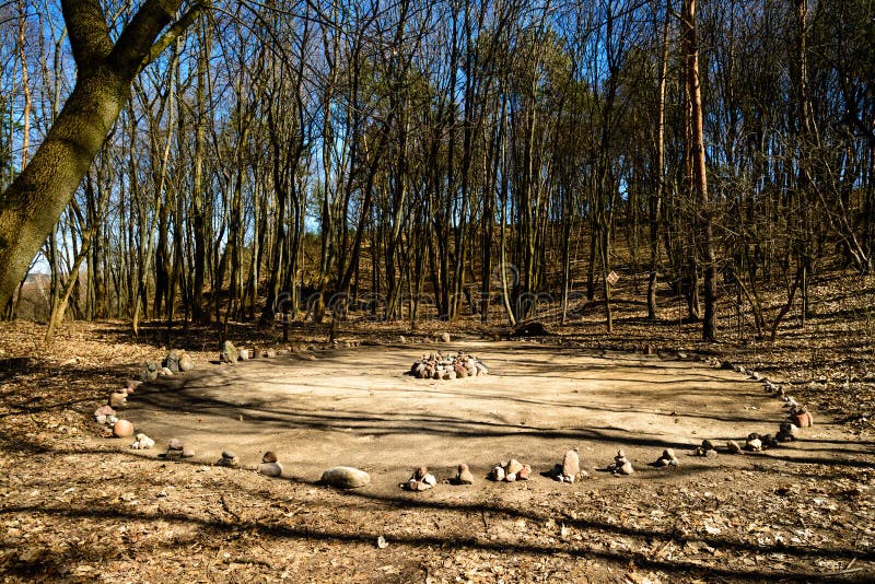 Place for Ritual Ceremonies in Forest Stock Image - Image of forest ...