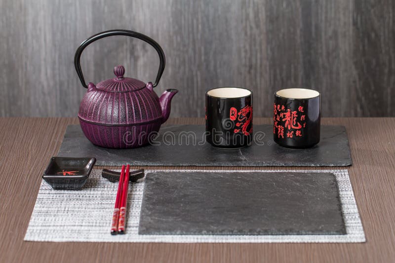 Place Setting for Japanese Meal Stock Photo - Image of indoors, maki ...