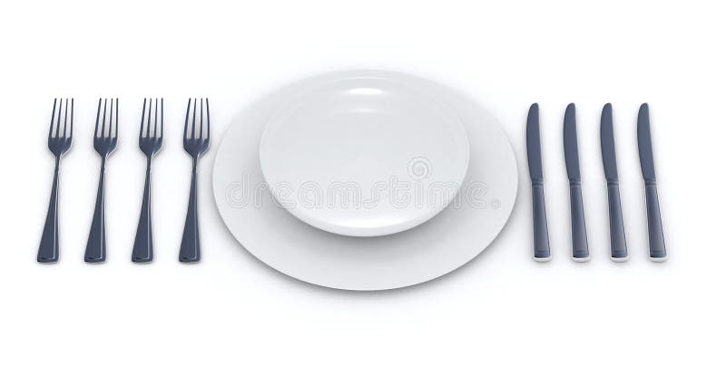 Place Setting for a Multiple Courses Menu Stock Illustration ...