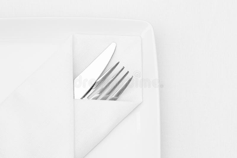 Place Setting, White Plate with Cutlery Stock Image - Image of food ...
