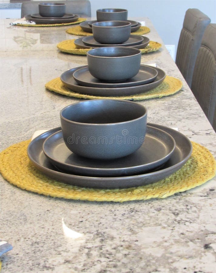 Place Settings at a Dining Table Stock Photo - Image of decoration ...