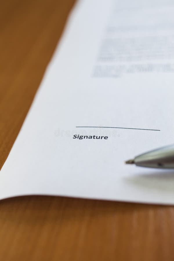 Place For Signature Of A Notary Public On The Contract. Stock Photo ...