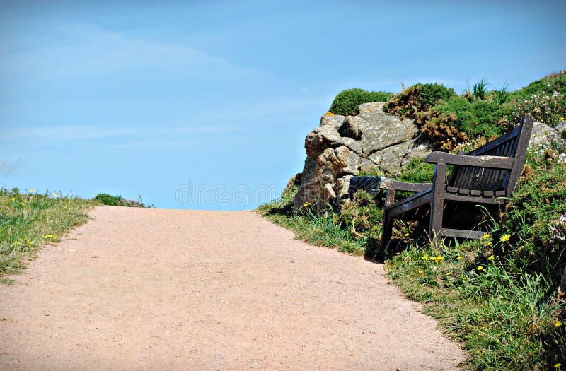 A place in solitude stock photo. Image of path, bench - 40585820