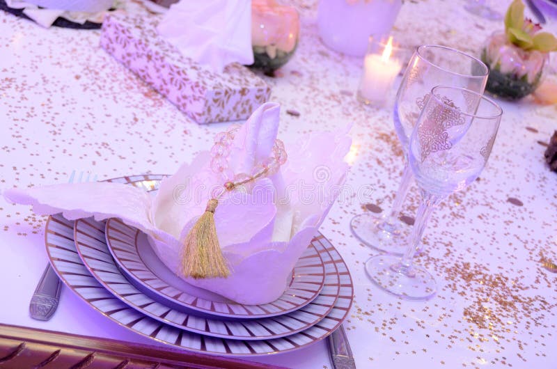 Place or Table Settings for a Wedding or Party Dinner. Stock Image ...