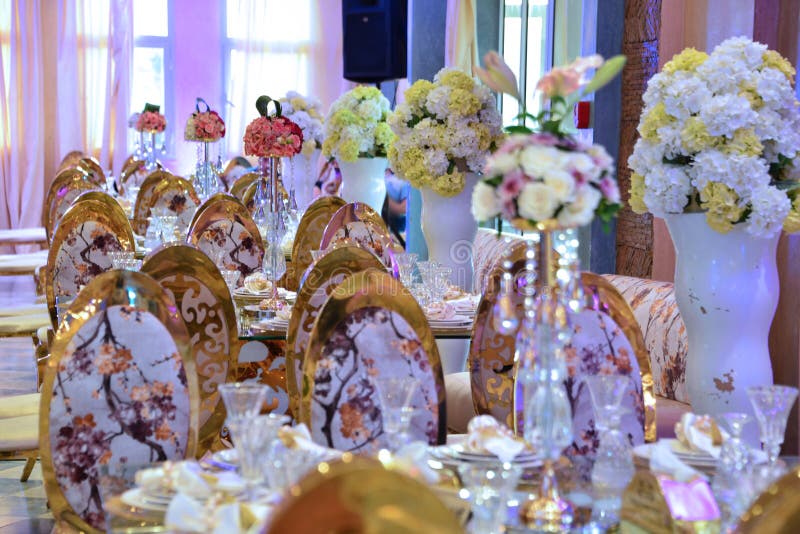 Place or Table Settings for a Wedding or Party Dinner. Stock Image ...