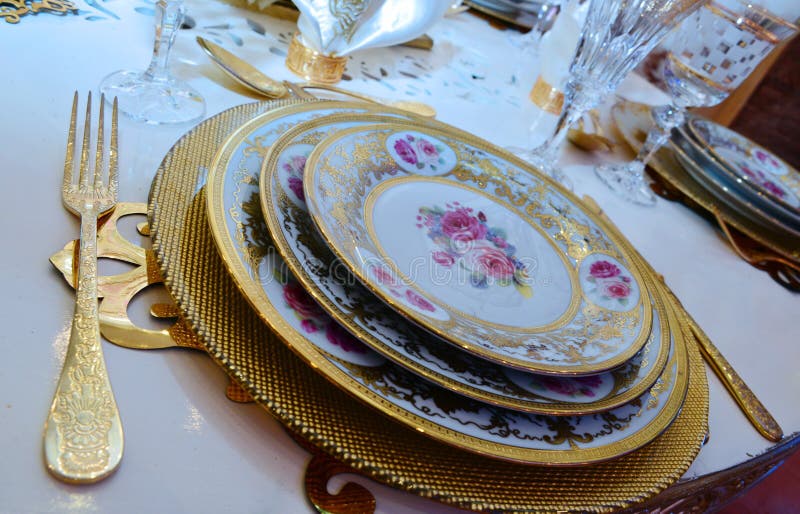 Place or Table Settings for a Wedding or Party Dinner. Stock Image ...