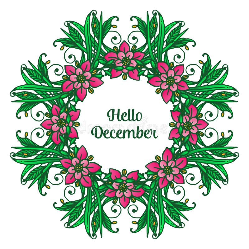 Place for Text Design Hello December, with Ornate of Pink Flower Frame ...