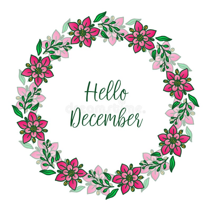 Place for Text Design Hello December, with Ornate of Pink Flower Frame ...