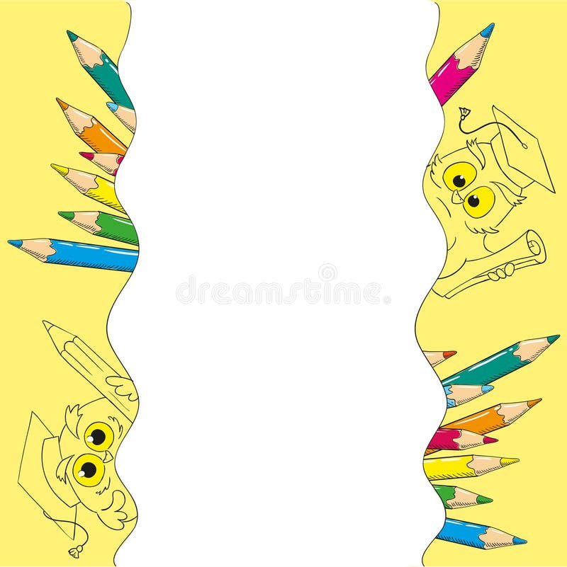 Place for Text - Frames on School Cartoon Owl Background Illustration ...
