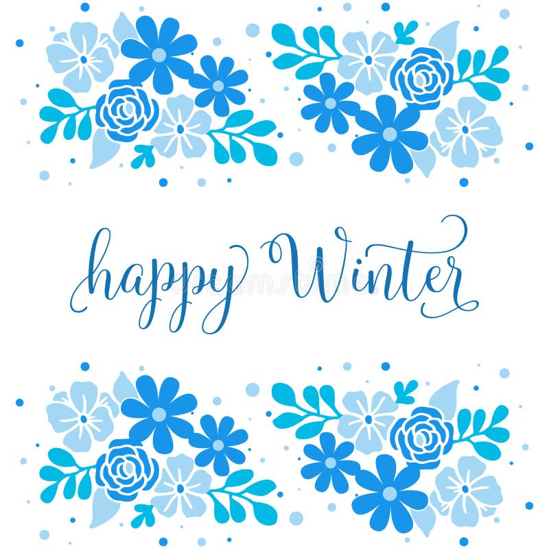 Place for Text, Happy Winter, with Pattern Design of Blue Flower Frame ...