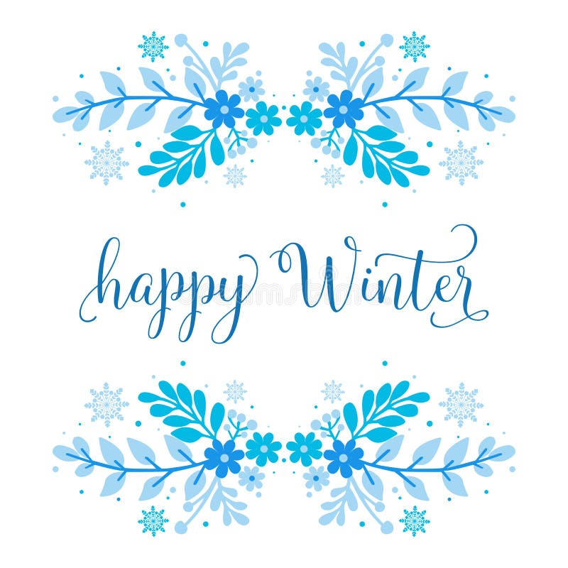 Place for Text, Happy Winter, with Pattern Design of Blue Flower Frame ...