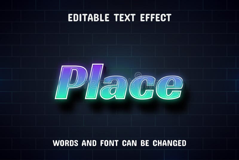 Place Text - Neon Text Effect Editable Stock Vector - Illustration of ...