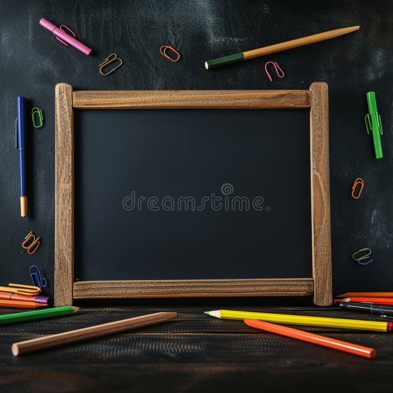 Place for Text Stationery and Writing Board on a Black Stock ...