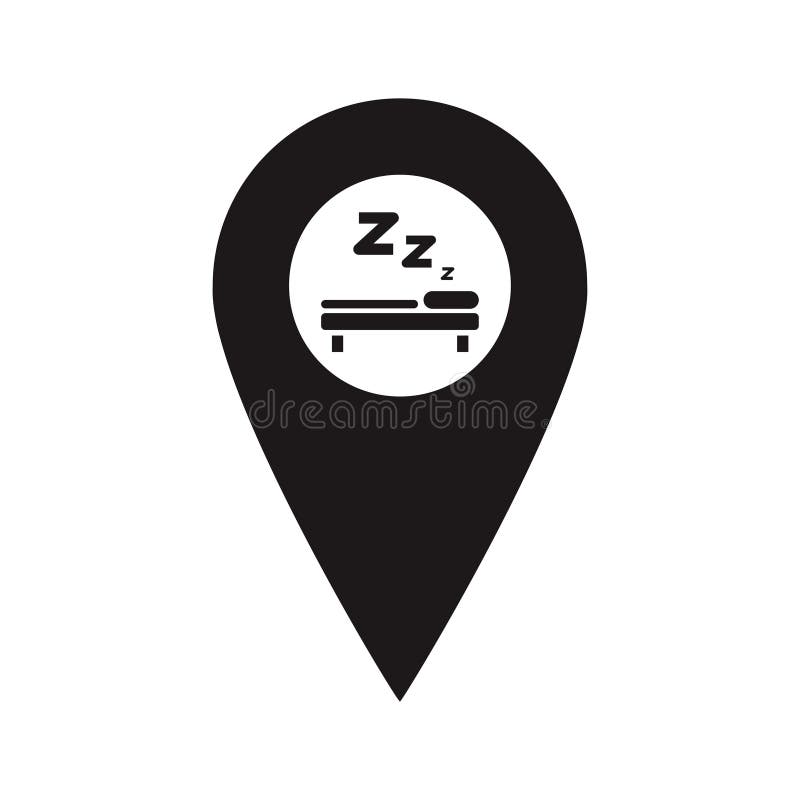 Black Map Pointer with Bed Inside. Motel Marker Stock Vector ...
