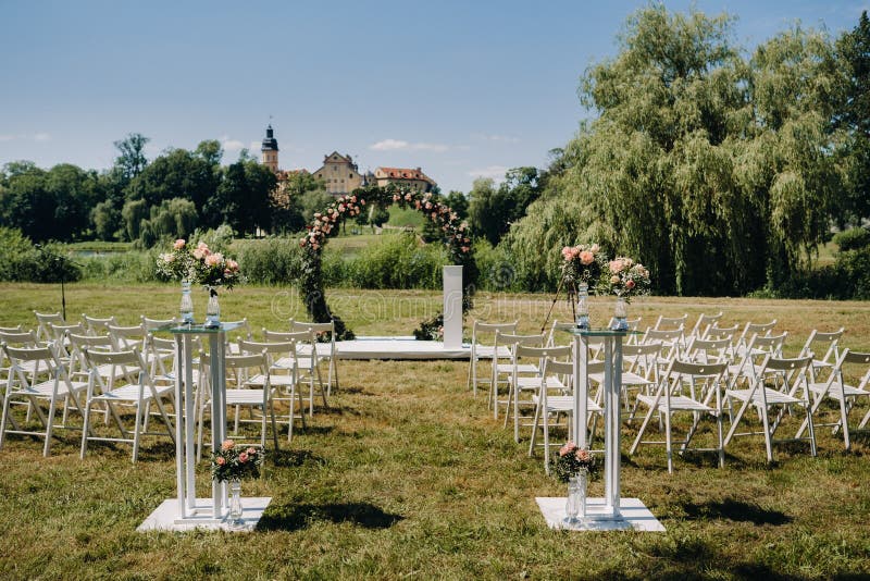 A Place for a Wedding Ceremony on the Street. Decorated Wedding Venue ...
