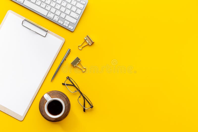 Place for Working with Computer on Office Table, Top View Editorial ...