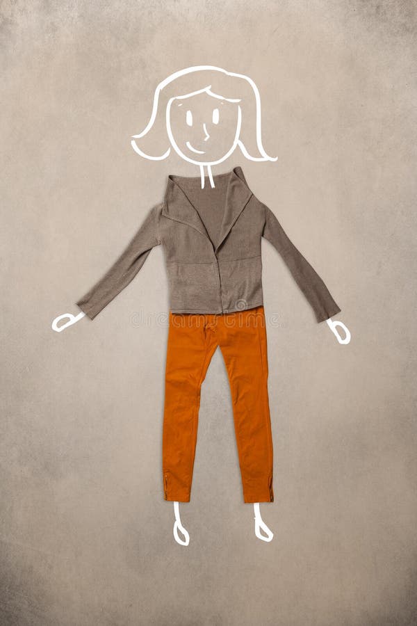 Placed Clothes in Action with Woman Drawing Stock Photo - Image of ...