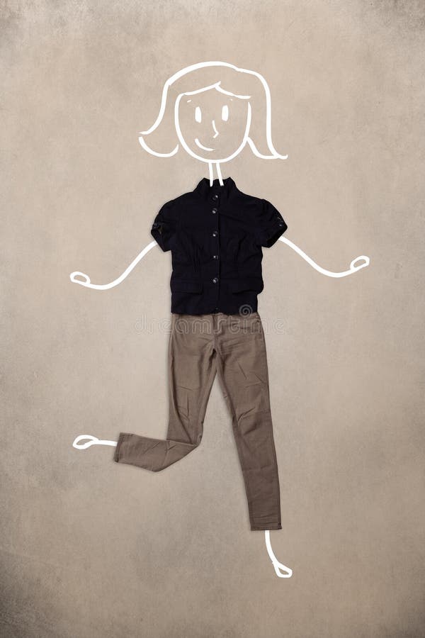 Placed Clothes in Action with Woman Drawing Stock Photo - Image of ...