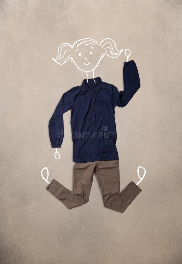Placed Clothes in Action with Woman Drawing Stock Photo - Image of ...