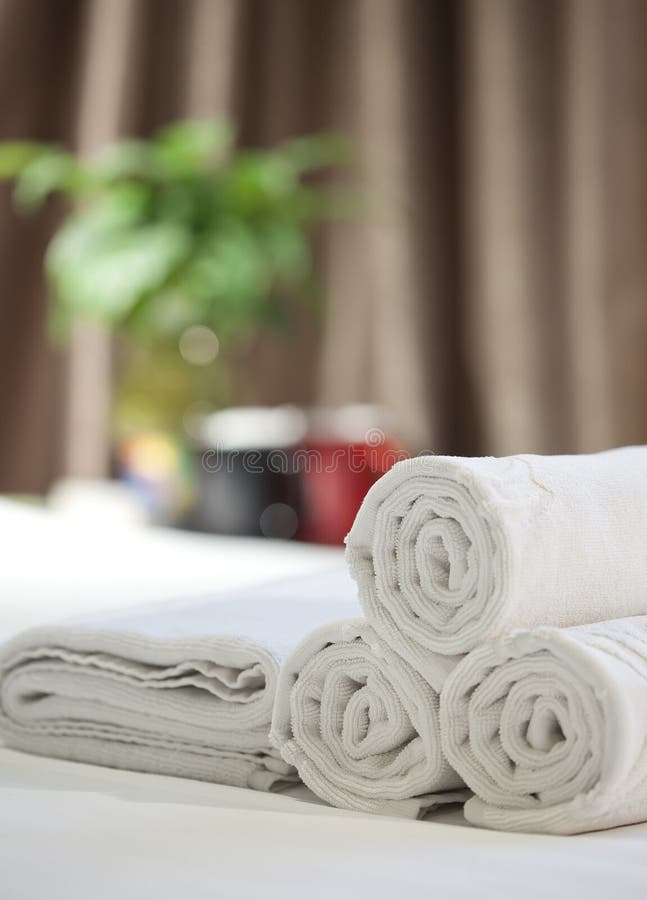 Placed in the Hotel Rooms Neat Towels Stock Image - Image of home ...