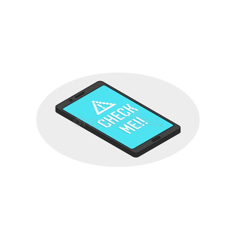 Placed Smart Phone with Check Me Warning Text in the Screen. Phone Cell ...