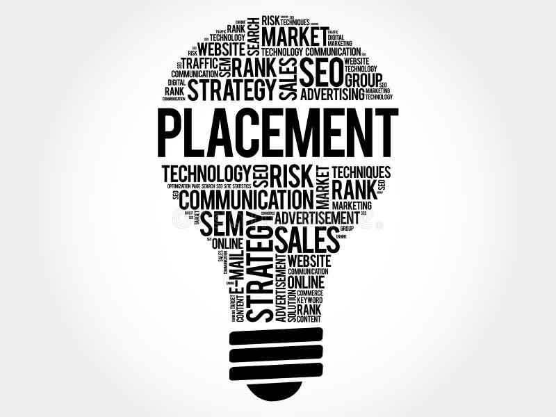 PLACEMENT bulb word cloud stock illustration. Illustration of collage ...