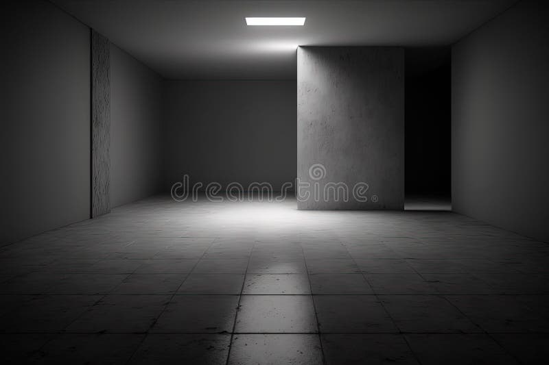 Placement Cement Floor, Low Light Environment. a Totally Dark Setting ...