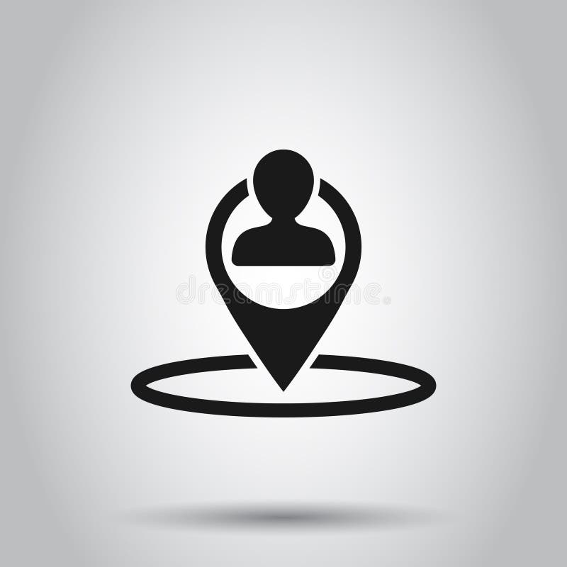 Placement Icon in Flat Style. People Pin Vector Illustration on Black ...